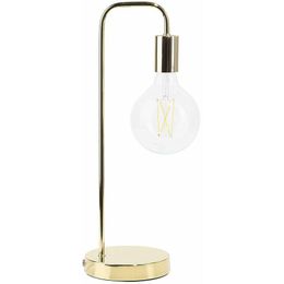 Beliani Tischlampe Gold Metall 48 cm Glühbirnen-Optik langes Kabel mit Schalter Bogenlampe Modernes Design - Gold