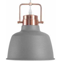 Beliani - Hängeleuchte Grau und Kupfer Metall mit Schirm in Glockenform Industrie Stil - Kupfer