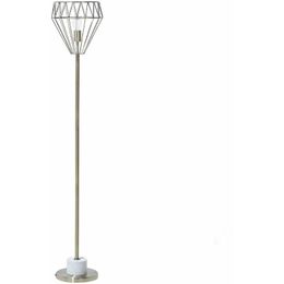 Beliani Stehlampe Messing Metall 160 cm Glühbirnen-Optik Schirm Diamantform Lampenfuß in Marmoroptik Kabel mit Schalter Bogenlampe Modernes Design - Messing