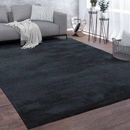 Teppich Wohnzimmer Kurzflor Waschbar Einfarbiger Moderner Stil Weich Navy Blau 160x220 cm - Paco Home