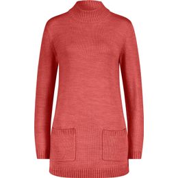 Damen Longpullover mit Stehkragen grapefruit, Gr&ouml;&szlig;e 48