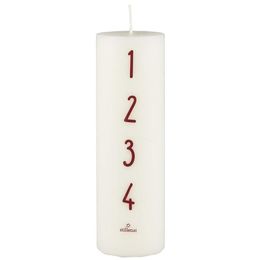 IB Laursen Adventkerze 1-4 weiß mit Zahlen, Höhe 20 cm, Ø 6 cm, rote Zahlen