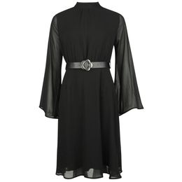 Voodoo Vixen 60s Sheer Layer Belted Dress Mittellanges Kleid schwarz in XL
