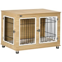 PawHut Hundekäfig mit abschließbaren Türen natur 90L x 58B x 65H cm