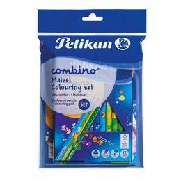 Pelikan Buntstift Pelikan Combino Mal Set: 1 Malblock + 12 Buntstifte