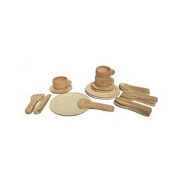 Egmont Toys Kindergeschirr-Set Holz Geschirr Set Holzspielzeug Rollenspiel Teller Tasse Besteck