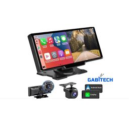 GABITECH 10 Zoll Carplay Smartphone Monitor inkl 2 Kameras & Sprachsteuerung Navigationsgerät (Bluetooth