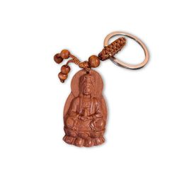 Asien LifeStyle Schlüsselanhänger Buddha Schlüsselanhänger Holz Anhänger Om Mani Padme Hum