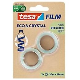 Tesa Klebeband Tesafilm Eco & Crystal Transparent 19 mm (B) x 10 m (L) PET (Polyethylenterephthalat) 2 Rollen