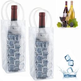 Atäsi Kühlmanschette 2er Flaschenkühler Tasche Transparent für Champagner Wein Bier