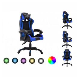 vidaXL Bürostuhl Gaming-Stuhl Bürostuhl mit RGB LED-Leuchten Blau und Schwarz Kunstlede