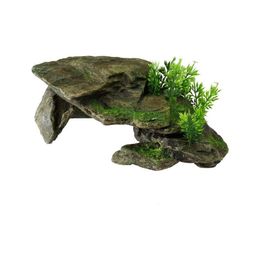Europet-Bernina Aquariendeko Aquariumdekoration Stein mit Pflanzen grau