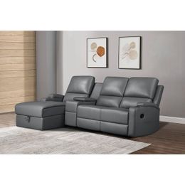 Home Affaire Ecksofa Napori Multimediasofa, 3er Kinosessel XXL, L-Form, Kinosofa mit Relaxfunktion, Getränkehalter, Staufach und Staukasten, grau