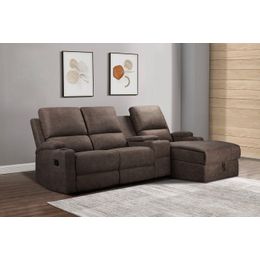 Home Affaire Ecksofa Napori Multimediasofa, 3er Kinosessel XXL, L-Form, Kinosofa mit Relaxfunktion, Getränkehalter, Staufach und Staukasten, grau