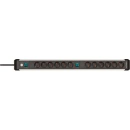 Fa.Brennenstuhl Brennenstuhl Premium-Alu-Line Steckdosenleiste 12-fach (Kabellänge 3 m), mit 2 Schaltern, schwarz|silberfarben