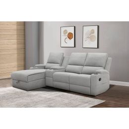 Home Affaire Ecksofa Napori Multimediasofa, 3er Kinosessel XXL, L-Form, Kinosofa mit Relaxfunktion, Getränkehalter, Staufach und Staukasten, grau