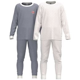 Petit Bateau - Schlafanzug lang NUIT 2er-Pack in blau/weiß, Gr.104