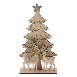 HTI-Living Weihnachtsfigur Weihnachtsdekoration Rentier mit Weihnachtsbaum (1 Dekoobjekt), beige