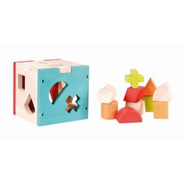 Egmont Toys Steckspielzeug Sortierbox 5 Farben Lernspiel Motorikwürfel Holzspielzeug