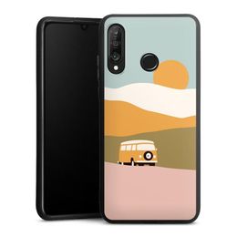 DeinDesign Handyhülle Retro Landschaft bunt Van Minimal, Huawei P30 Lite Premium Silikon Hülle Premium Case Handy Schutzhülle, schwarz