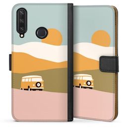 DeinDesign Handyhülle Retro Landschaft bunt Van Minimal, Huawei Y6p Hülle Handy Flip Case Wallet Cover Handytasche Leder, schwarz