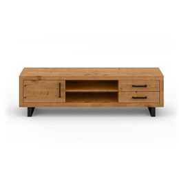 daslagerhaus living Beistellschrank TV-Board Woodstock rustikale Eiche 180cm, schwarz