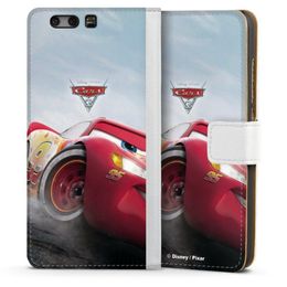 DeinDesign Handyhülle Lightning Mcqueen 95 Offizielles Lizenzprodukt Cars, Huawei P10 Hülle Handy Flip Case Wallet Cover Handytasche Leder, weiß