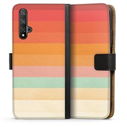 DeinDesign Handyhülle Art Regenbogen bunt Rainbow Chevrons II, Huawei Nova 5T Hülle Handy Flip Case Wallet Cover Handytasche Leder, schwarz