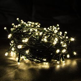 Linder Lichterkette 400er LED Lichterkette 50m warmweiß Weihnachten Kabel grün, für Innen- und Außenbereiche