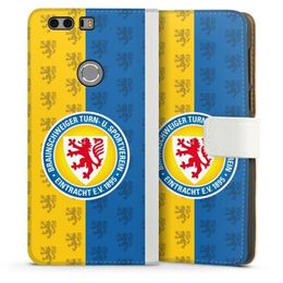 DeinDesign Handyhülle Eintracht Braunschweig Offizielles Lizenzprodukt Logo, Huawei Honor 8 Hülle Handy Flip Case Wallet Cover Handytasche Leder, weiß
