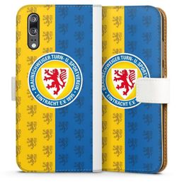 DeinDesign Handyhülle Eintracht Braunschweig Offizielles Lizenzprodukt Logo, Huawei P20 Hülle Handy Flip Case Wallet Cover Handytasche Leder, weiß