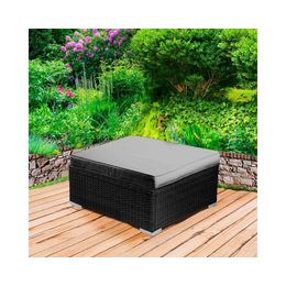 Brast Loungeset Polyrattan Hocker schwarz