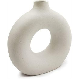 HAMÖWO Dekovase Keramik vase beige deko Vase Abstraktion Blumenvase Dekoration