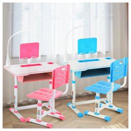 LETGOSPT Kinderschreibtisch höhenverstellbarer Kindertisch & Stuhl mit Schublade