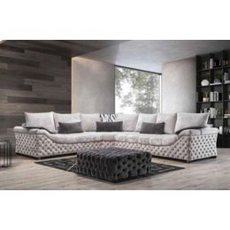 JVmoebel Ecksofa Ecksofa Beige Design Couch Holz mit Textil Wohnzimmer L Form