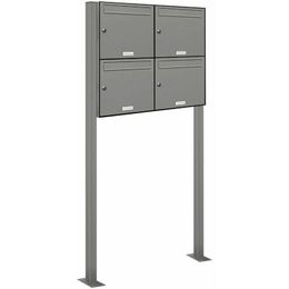 AL Briefkastensysteme 4er Premium Standbriefkasten ral 9007 freistehend Postkasten Stünder 2x2 s - Aluminium ral 9007