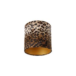 Qazqa Velours Lampenschirm Leopard Design 20/20/20 Gold innen - Leo