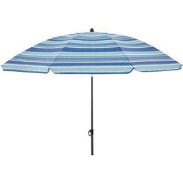 Doppler Sonnenschirm / Gartenschirm Como 160, 160 x 203 cm, blau gestreift, Bezug aus 100 % Polyester, Gestell aus Stahl, 6,9 kg