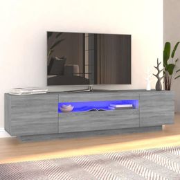 MAISONCHIC TV-Lowboard für Wohnzimmer TV Schrank TV-Möbel mit LED-Leuchten Grau Sonoma 160x35x40 cm DE33240