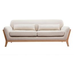 Miliboo Beigefarbenes skandinavisches 3-Sitzer-Sofa mit Holzbeinen yoko - Naturbeige
