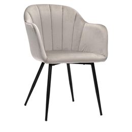 Miliboo Design-Stuhl aus taupefarbenem Samt mit Füßen aus schwarzem Metall milly - Taupe