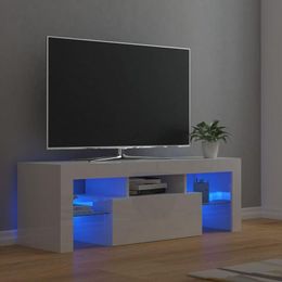 MAISONCHIC - TV-Lowboard für Wohnzimmer tv Schrank TV-Möbel mit LED-Leuchten Hochglanz-Weiß 120x35x40 cm DE34199