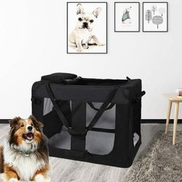 Mucola Hundetransportbox faltbar - Schwarz Transportbox für Hunde, Katzen und Kleintiere in xl