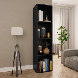 MAISONCHIC - Bücherregal Küchenregal TV-Lowboard Regal für Wohnzimmer Büro und Flur Schwarz 36x30x143 cm Holzwerkstoff DE84564 - Schwarz