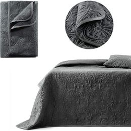 Room99 - Tagesdecke Steppdecke Decke Bettüberwurf Muster Leila Doppelseitig Elegantes Muster (Dark Grey, 200 x 220 cm)