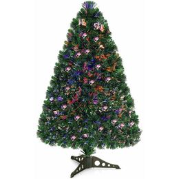 Costway - 90cm Künstlicher Weihnachtsbaum mit Glasfaser-Farbwechsler, Tannenbaum pvc Nadeln, Christbaum ideal für Zuhause, Büro, Hotels, Grün