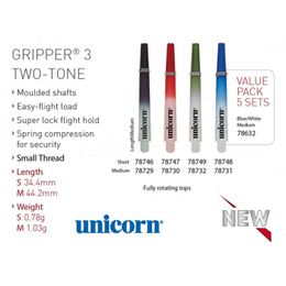 Unicorn Dartpfeil Gripper 3 TWO-TONE Shaft blau weiß medium
