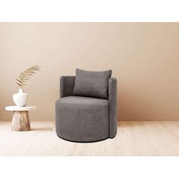 Andas Sessel, mit wendbarem Rückenkissen, auch in recyceltem Stoff erhältlich, grau