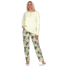 Normann Pyjama Normann Damen langarm Schlafanzug Pyjama mit Hose in floralem Print