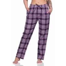 Normann Pyjama Dame Flanell Schlafanzug Hose kariert aus Baumwolle ideal zum relaxen